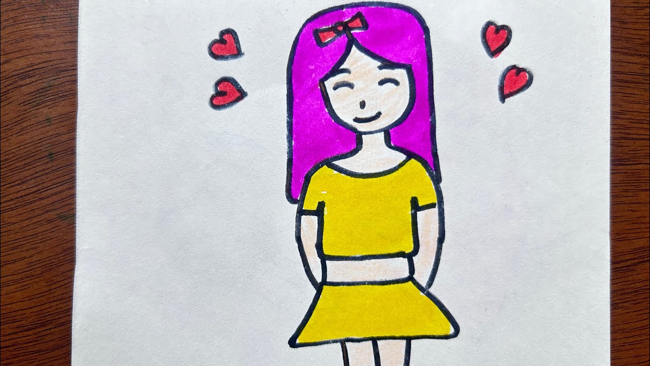How To Draw A Cute Doll Drawing | Easy Doll Drawing - YouTube