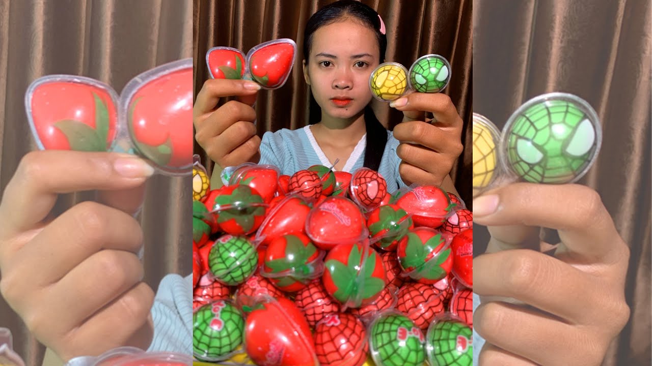 FAST FOOD EATING CANDY SPIDER MAN AND STRAWBERRY JELLY | MUKBANG JELLY ...