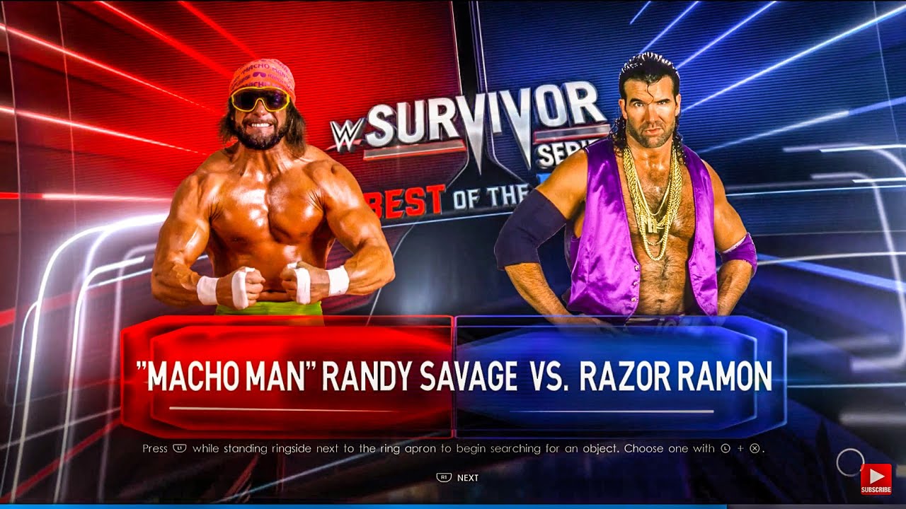 Flying Elbow! Razor's Edge! "Macho Man" Randy Savage vs Razor Ramon WWE ...