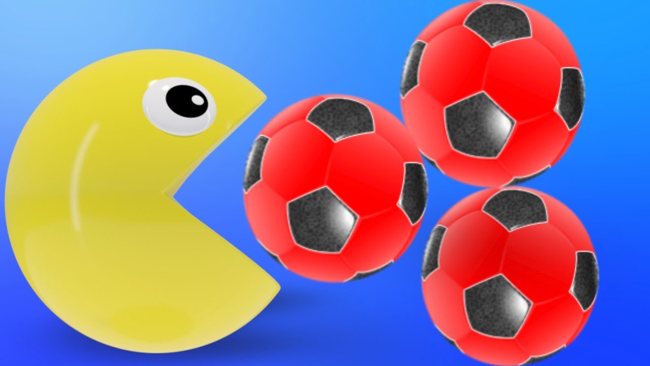 Pacman Learn Colors in 3D Soccer Balls for Kids - YouTube