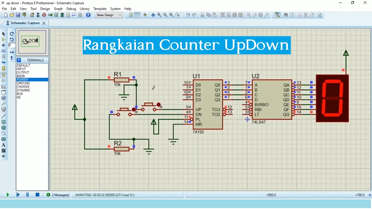 Rangkaian Counter Up Down Menggunakan Aplikasi Proteu