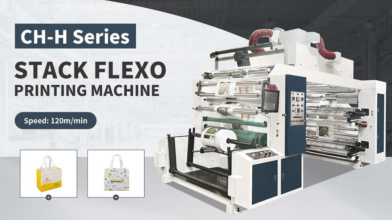 4 color stack type machine for non woven - YouTube
