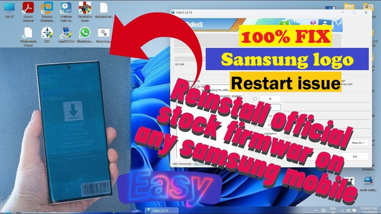flash Samsung phone to Fix any software issue | Samsung Hang on logo ...