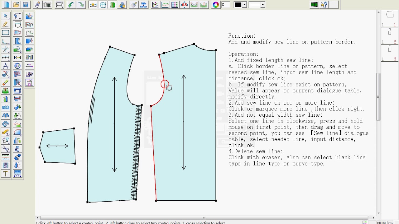 Pattern toolbar------Sew line - YouTube
