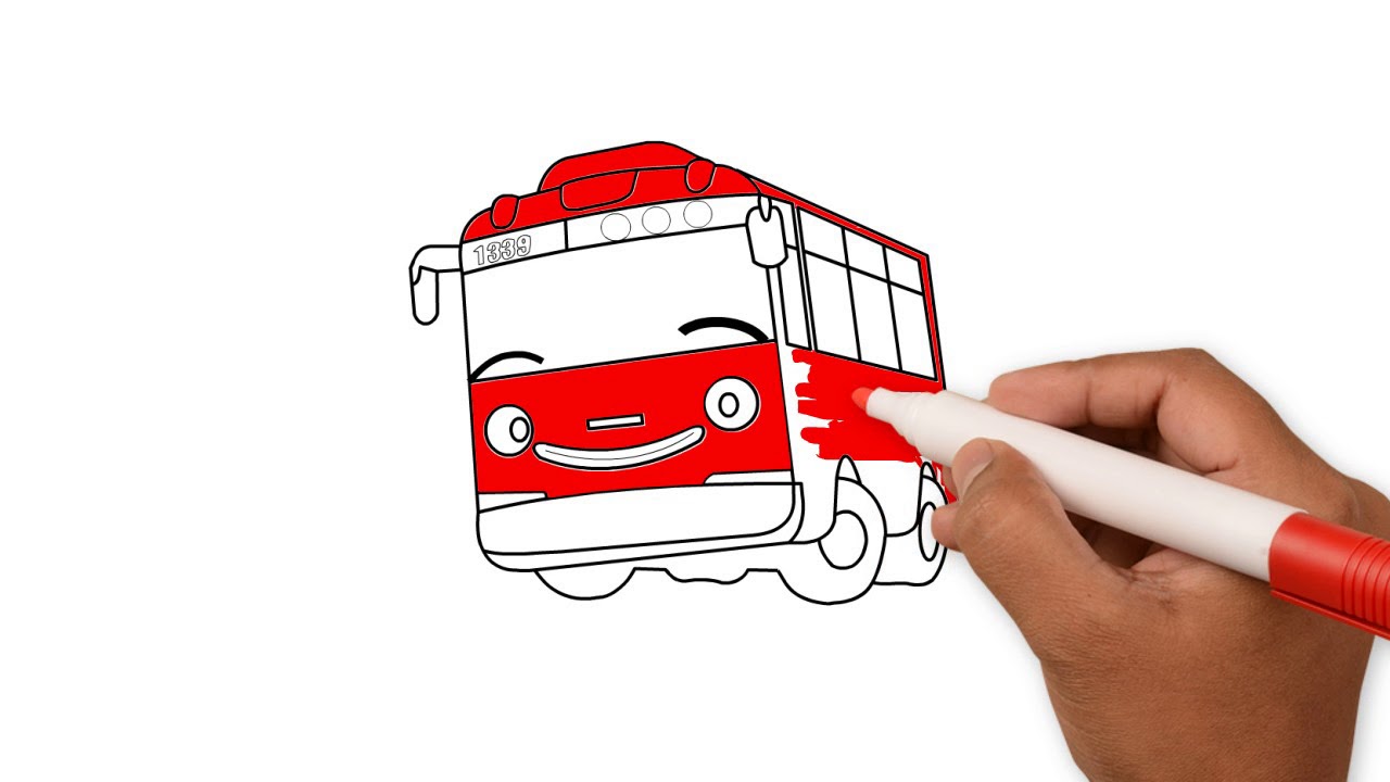 Gani The Little Bus Drawing Tutorial, Coloring Pages for Kids - YouTube