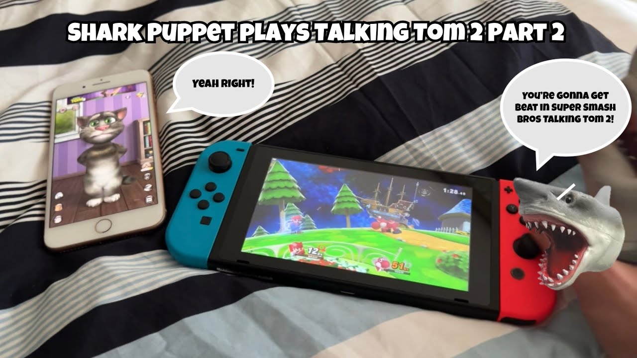 SB Movie: Shark Puppet plays Talking Tom 2! (Part 2) - YouTube