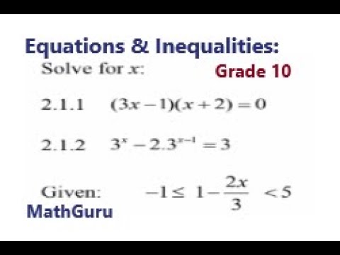 Equations and Inequalities Revision Question 1 | Grade 10 - YouTube