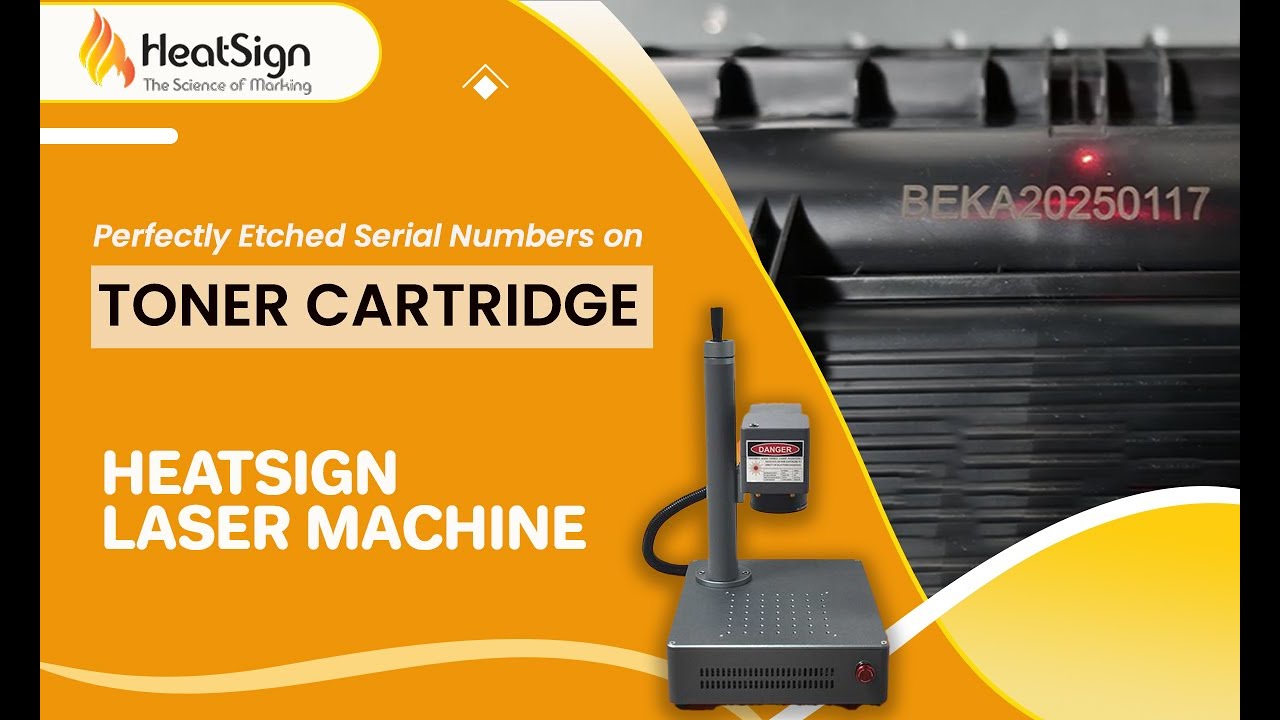 HeatSign Fiber Laser Marking a Serial Number on Toner Cartridge - YouTube
