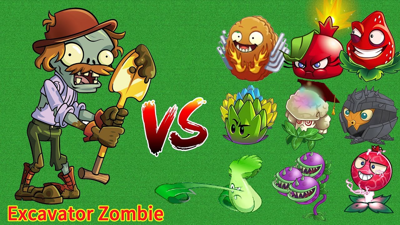PvZ 2 Сhallenge All Plants Power Up VS Excavator Zombie (Part 1) - YouTube