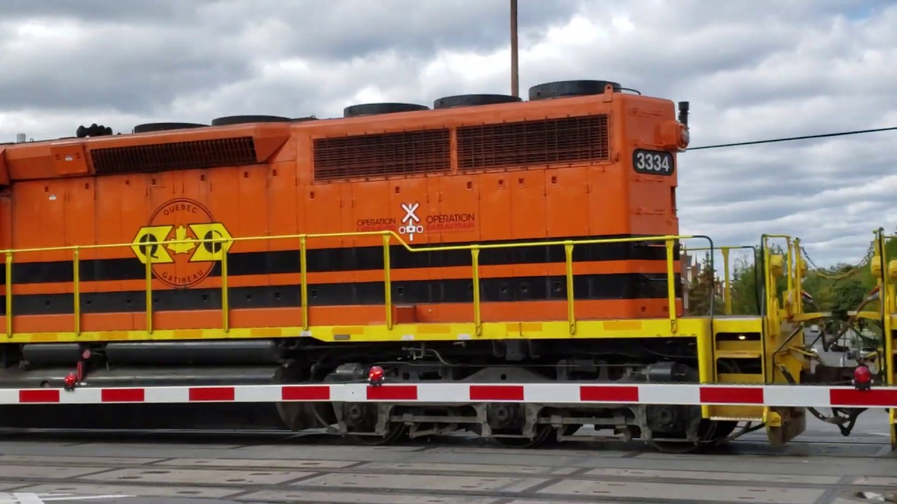 TRAINS Quebec Gatineau Railway Orange EMD Units Haul Freight at ...