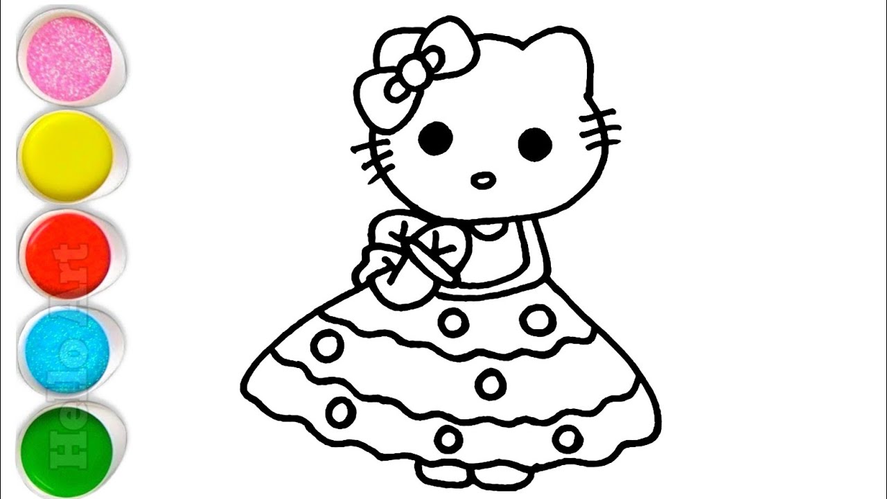 Hello Kitty Dress Drawing, Painting and Coloring For Kids, Toddlers ...