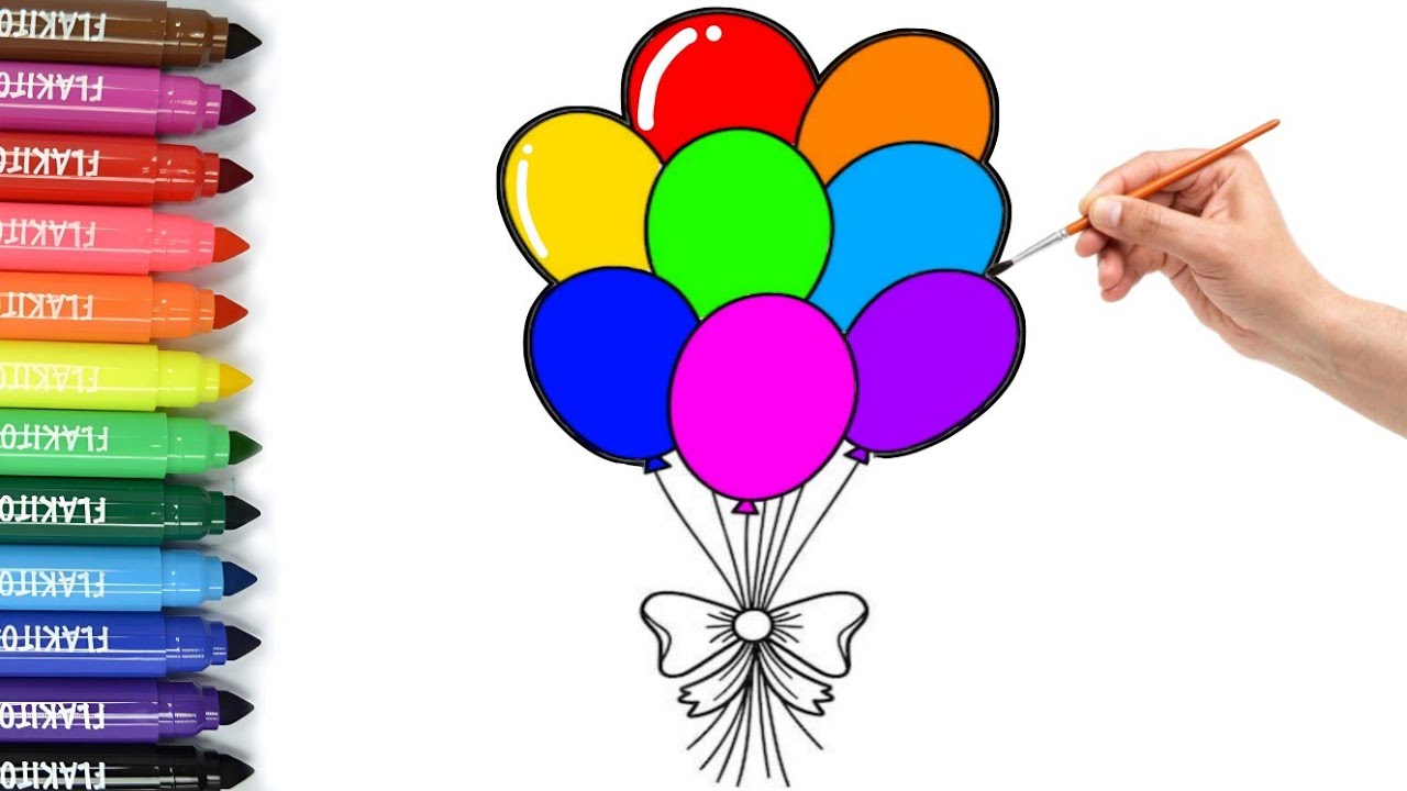 Let's Draw Rainbow Balloons || Drawing Rainbow Balloons Easy for Kids ...