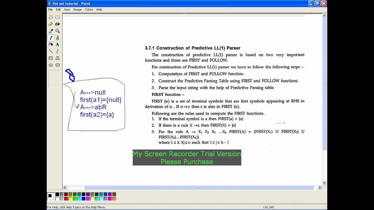 Construction Of Predictive Ll1 Parser Youtube