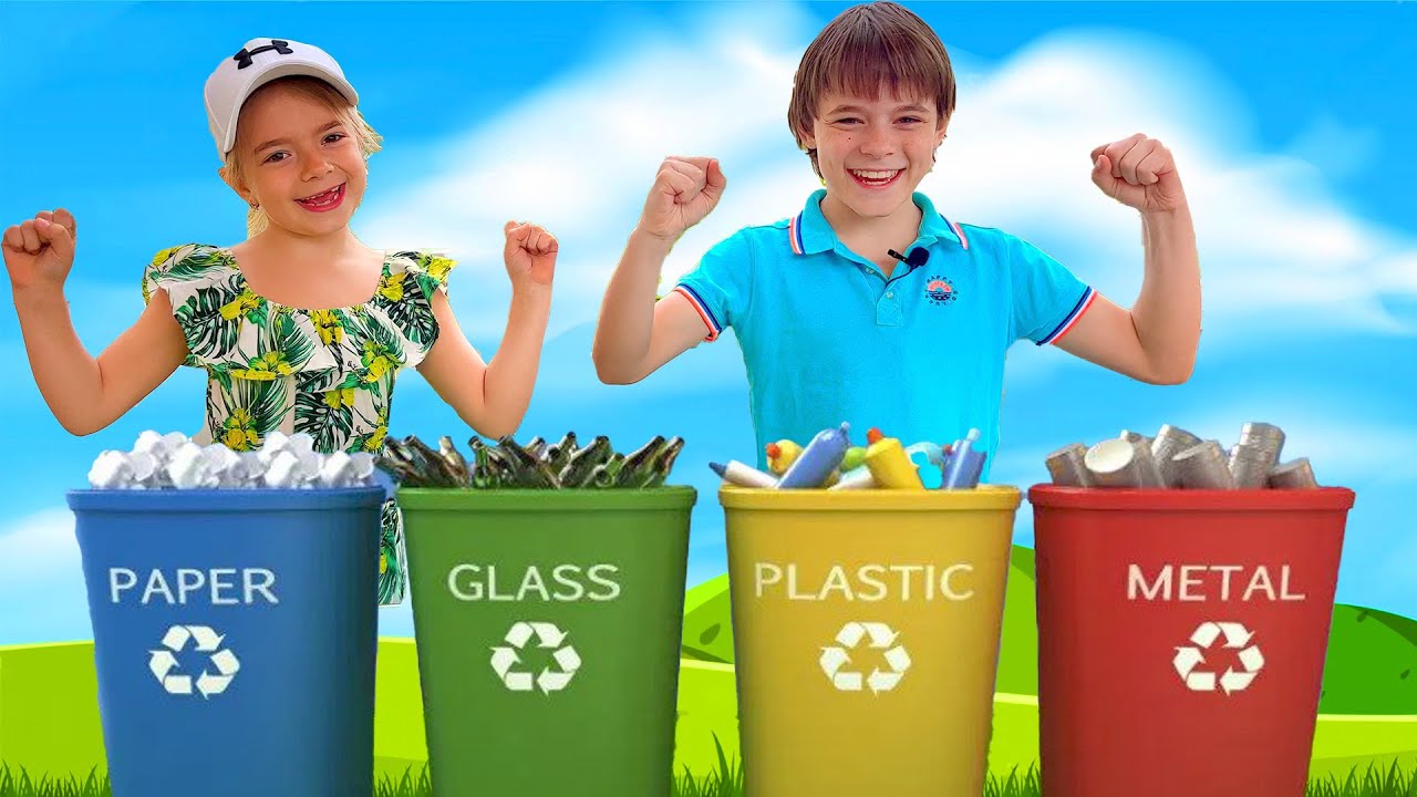 Recycling for Kids | Bogdan helps Anabella sort the garbage - YouTube