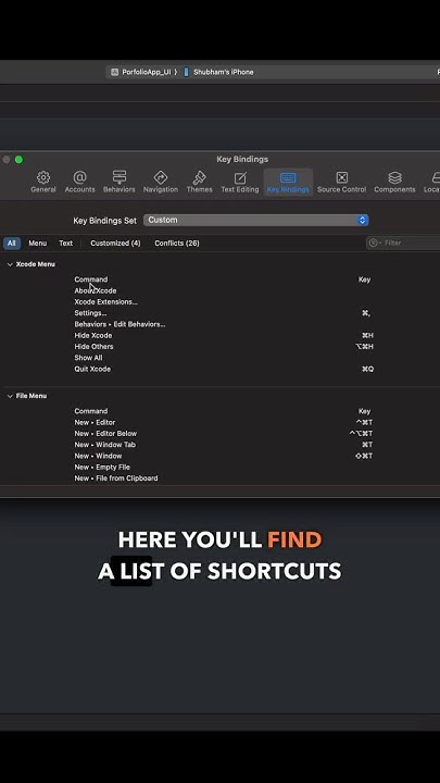 Xcode - Create Custom Shortcuts to boost your produ - YouTube