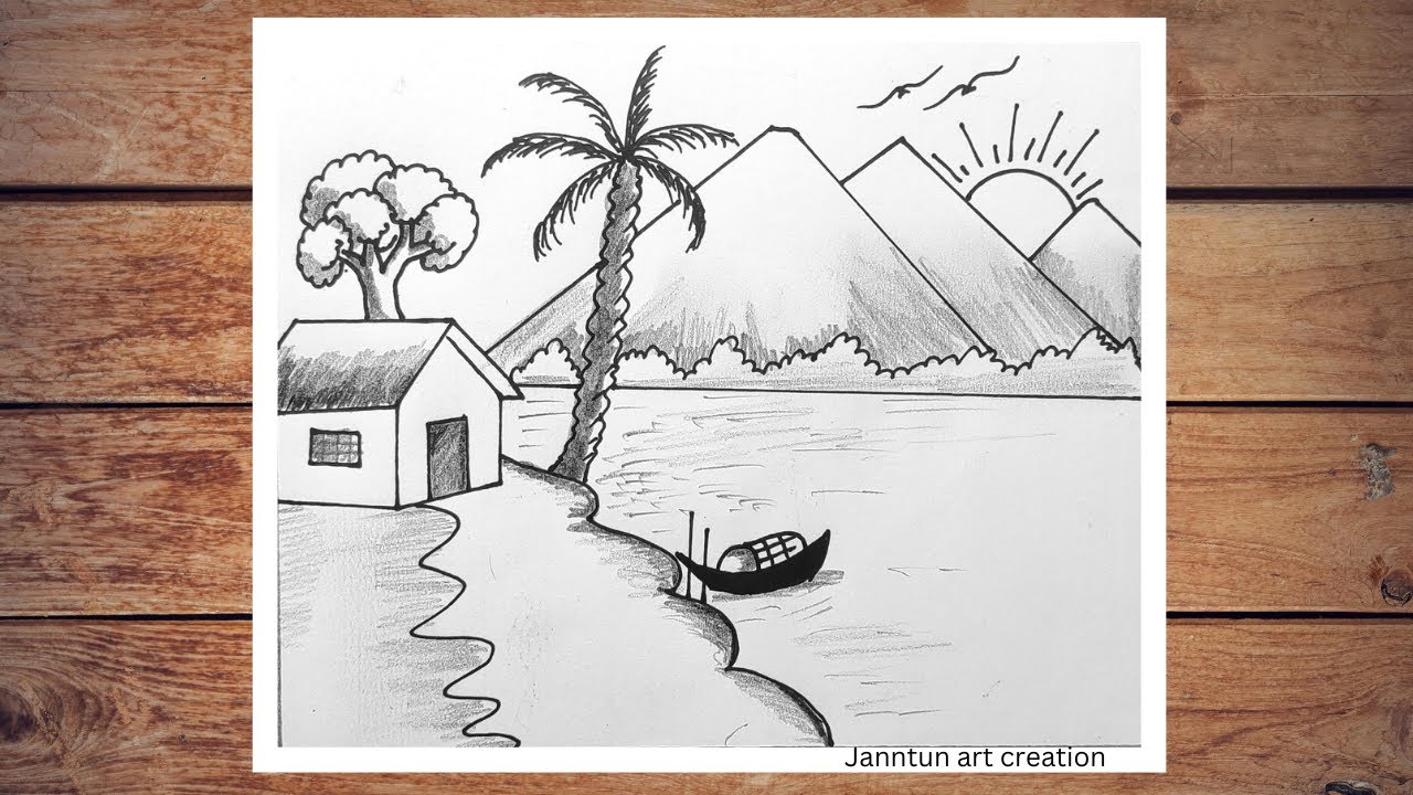 How to Draw Natural Scenery with Pencil for Beginners | Easy Step-by ...