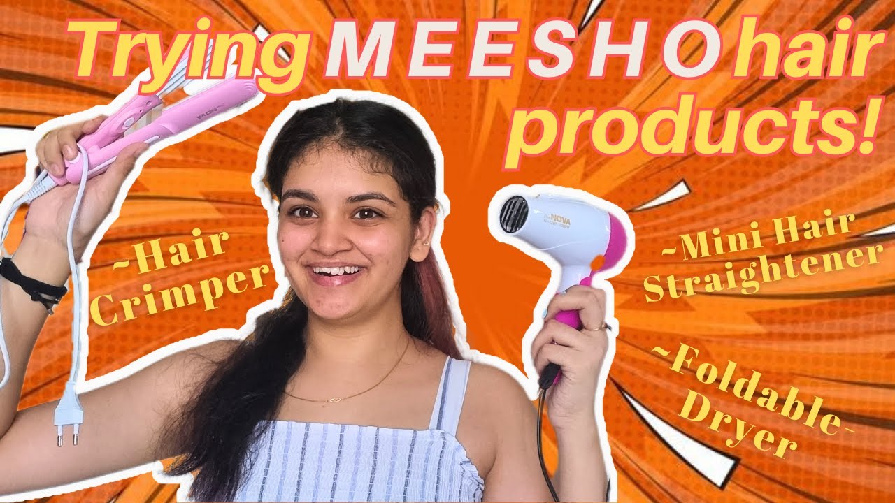 Testing HAIR PRPDUCTS From MEESHO Starting ₹89| Crimper, Foldable hair ...