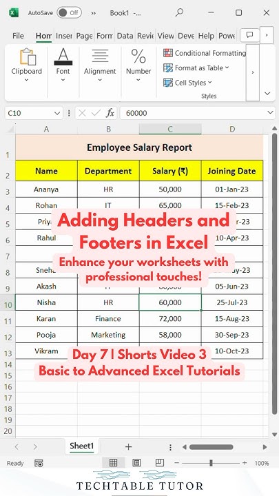 How to Add Headers & Footers in Excel ️ | Day 7, Video 3 #excel #excelshorts #exceltricks - YouTube