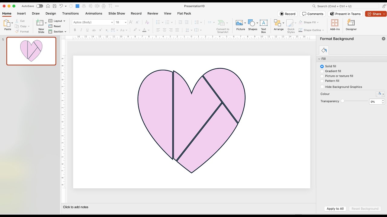 making heart pieces with fragment tool - YouTube