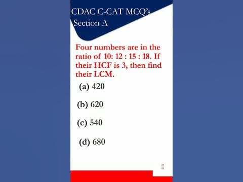 CDAC C-CAT MCQ's | LCM & HCF | Part 4 #ytshorts #cdac #ccat #ccatpreparation - YouTube