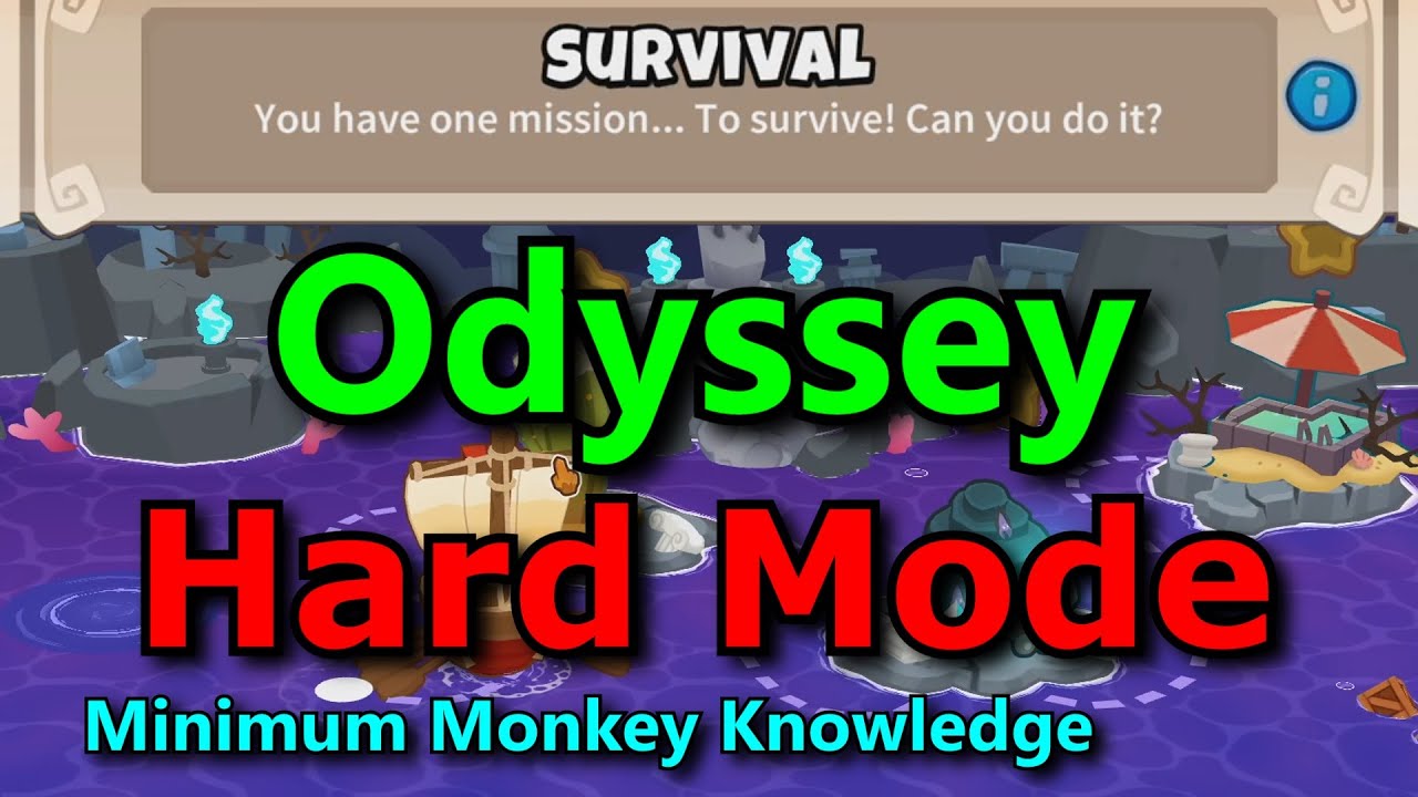 BTD6 Odyssey Hard Mode || Minimum Monkey Knowledge (Survival) - YouTube