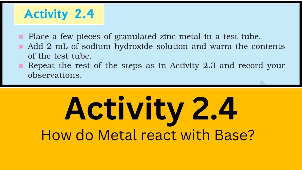 Activity 2.4 Class 10 Science | Chapter 2 Acid, Base & Salt | Most ...