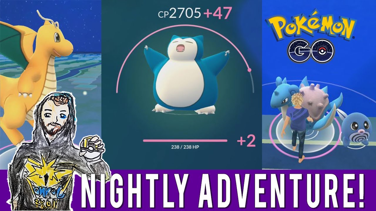 HUGE SNORLAX POWER UP SPREE! Pokemon GO Nightly Adventure! Wild Lapras ...