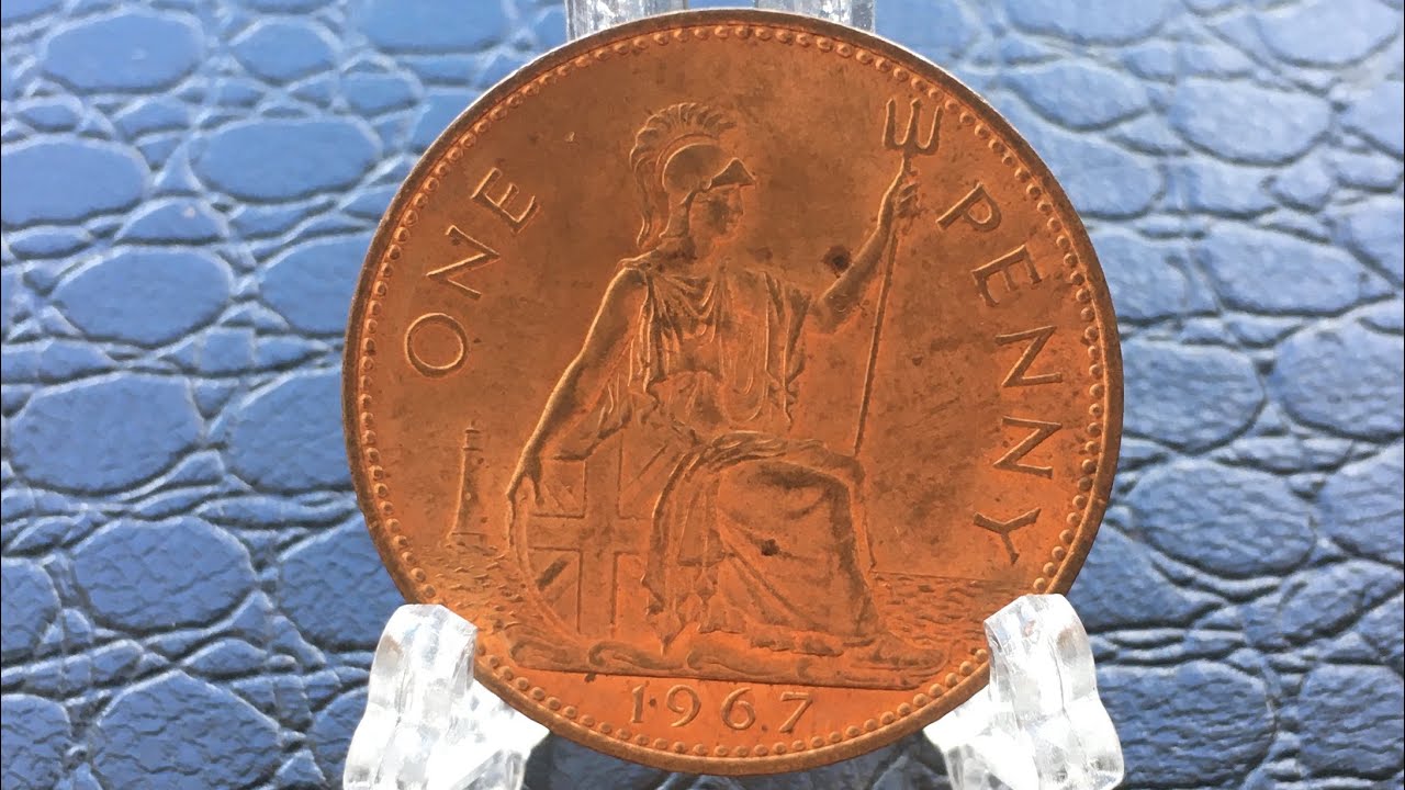 Coin United Kingdom 1 penny 1967 - YouTube
