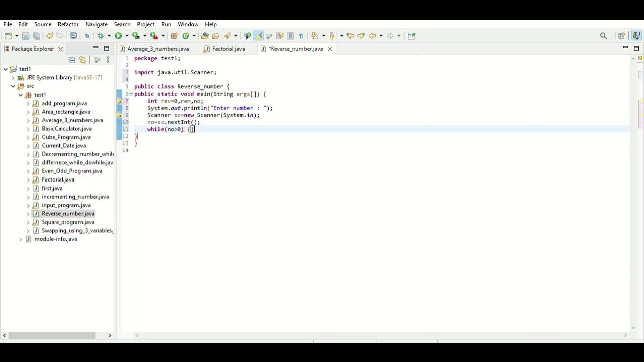 How to Reverse number program in java eclipse - YouTube