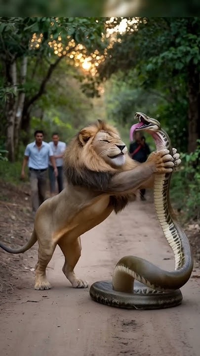 Lion fight with Snake #snakefight #snake #lion #yt #ytshorts - YouTube