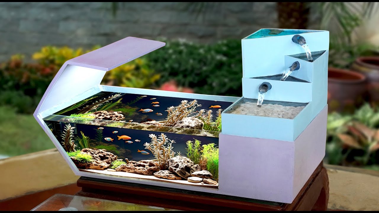 Explore special items in PVC waterfall fish tank - YouTube