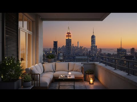 New York City Yaz Günbatımı Balkonu 😴😌🎧 (Rüzgar ve Cırcır Böceği Sesi)