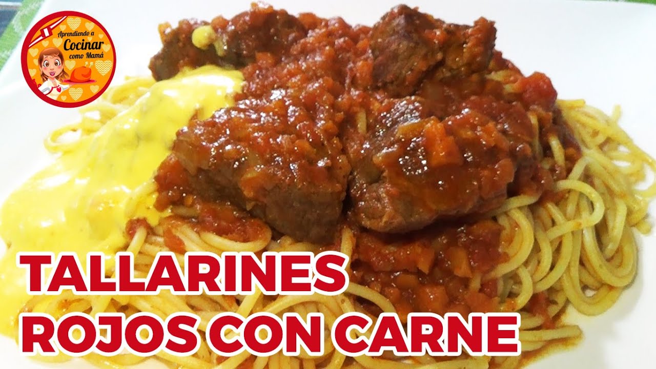 TALLARINES ROJOS CON CARNE | RECETA ESPECIAL - YouTube