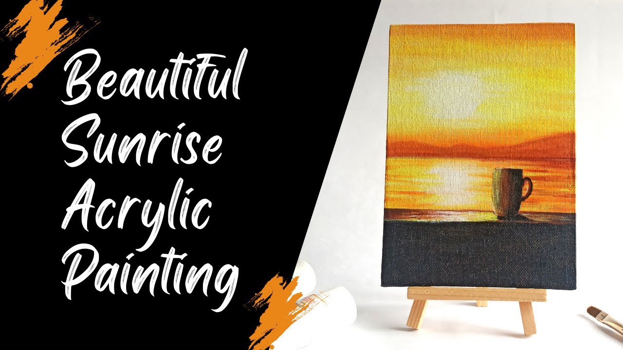 Beautiful Sunrise Acrylic Painting For Beginners | Coffee Mug Acrylic ...