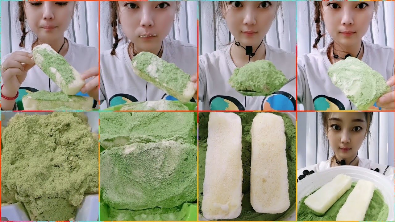 Dry Full Coated Powdered Ice Eating - YouTube