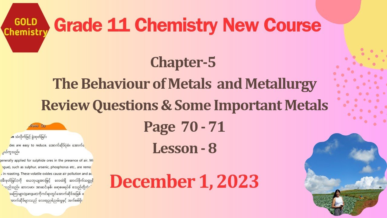 Chemistry Grade 11 New Course Chapter 5 Review Questions page 70 - YouTube