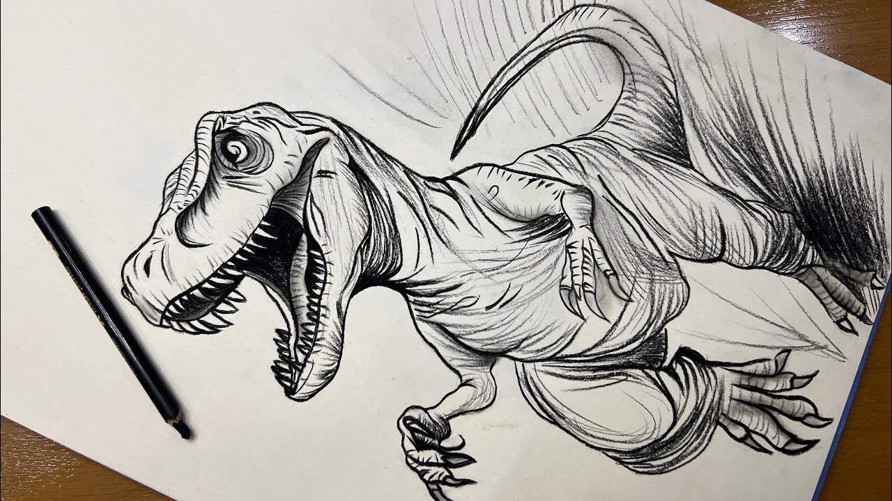 Journey to Jurassic Park: Drawing T. Rex with Charcoal! - YouTube