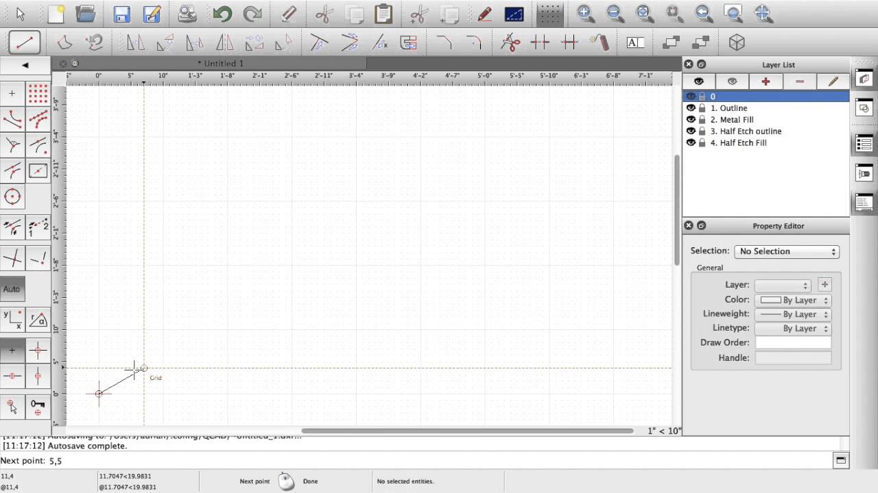 QCAD - drawing lines - YouTube