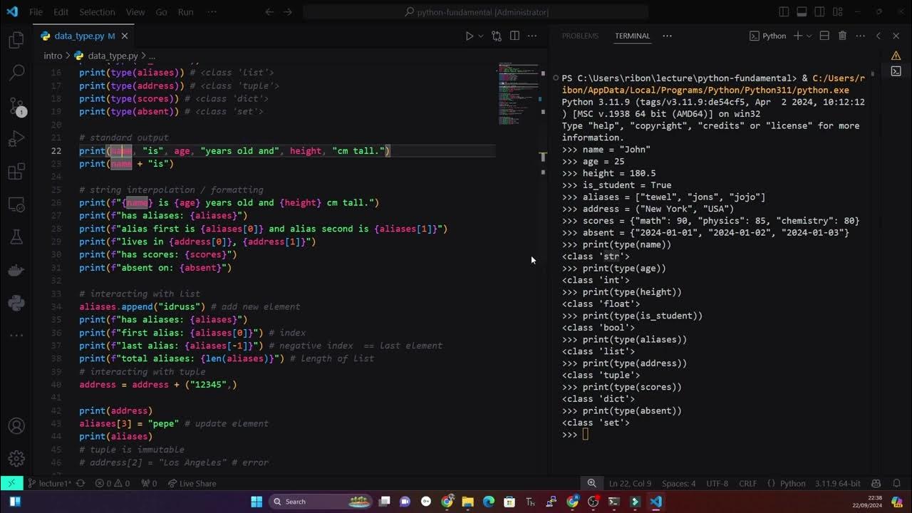 lecture 1-2 datatype python - YouTube