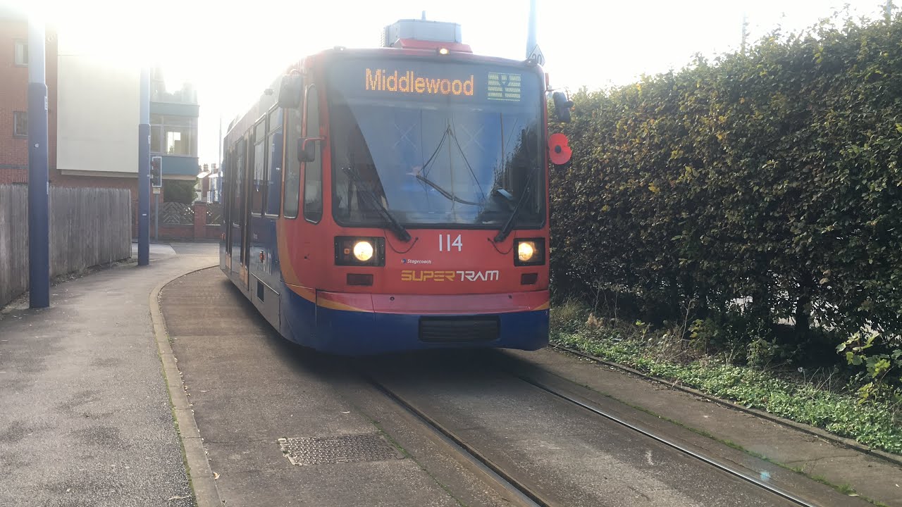 Sheffield Supertram 114 arrvies into Middlewood with a Yellow Route ...