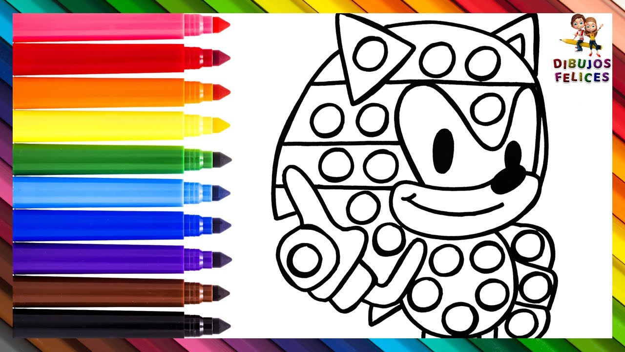 Dibuja y Colorea Un SONIC POP IT 🦔💨🔴🟠🟡🟢🔵🟣🌈 Dibujos Para Niños - YouTube