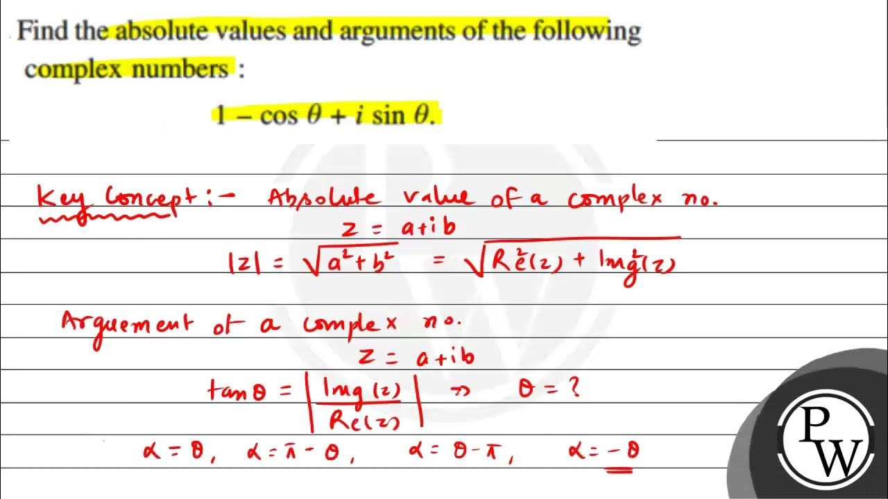 Find the absolute values and arguments of the following complex num ...