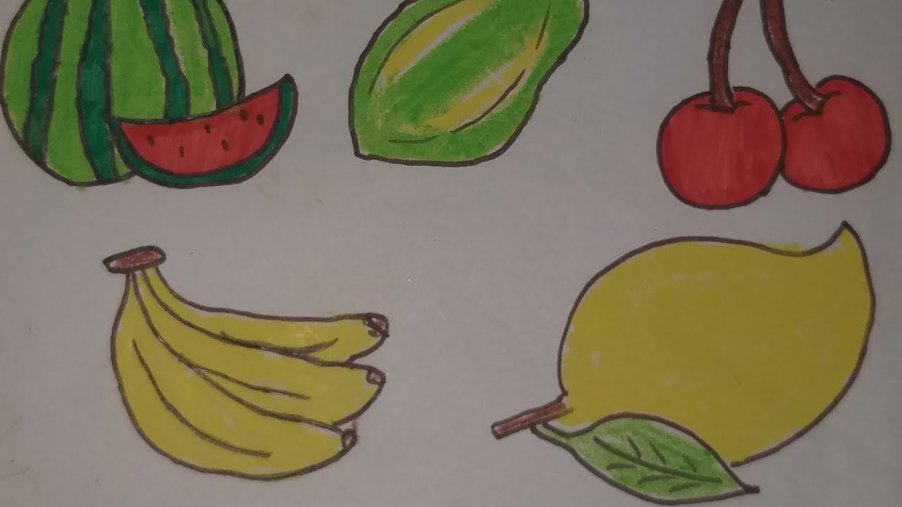 Fruits Drawing 2|How to draw fruits easily - YouTube