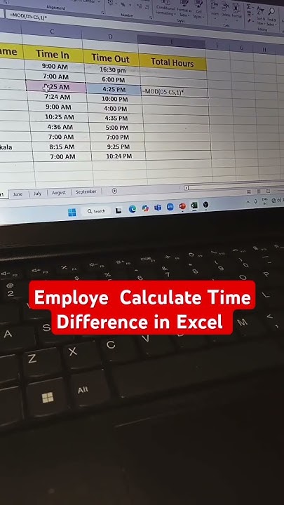 Calculate Time Difference in Excel #exceltips #ytshortsvideo #excel #time #calculate #shortvideo ...