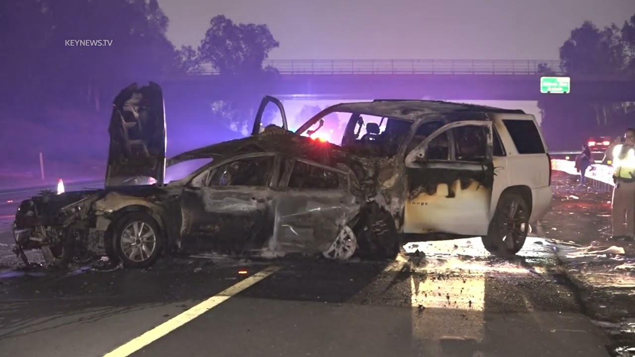 1 Arrested for DUI at Fiery Fatal Traffic Collision on 10 Freeway - YouTube