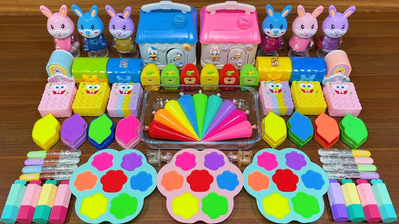 RAINBOW slime !!! Mixing random into GLOSSY slime!!!Satisfying Misa ...