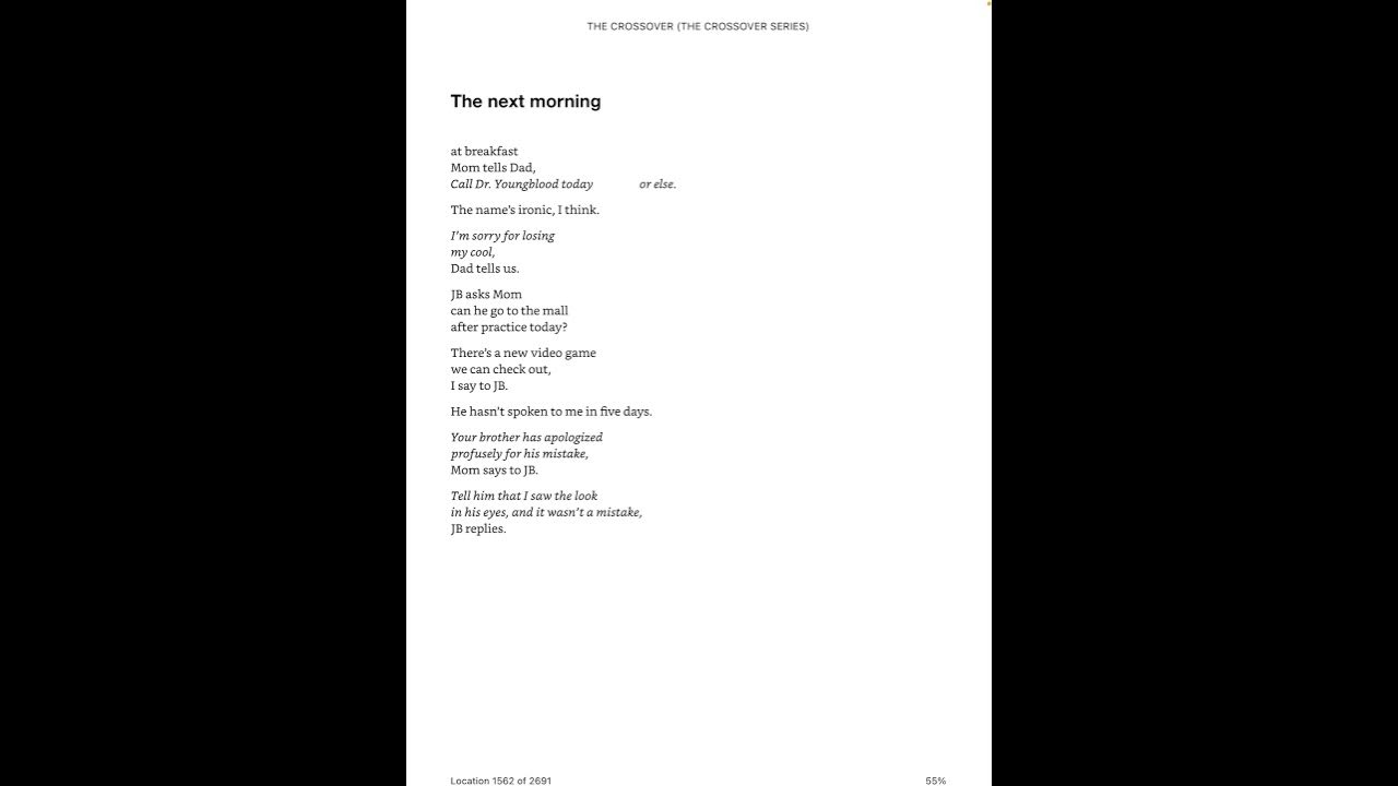 The Crossover Read Aloud: Section 7: Third Quarter (part 2) - YouTube