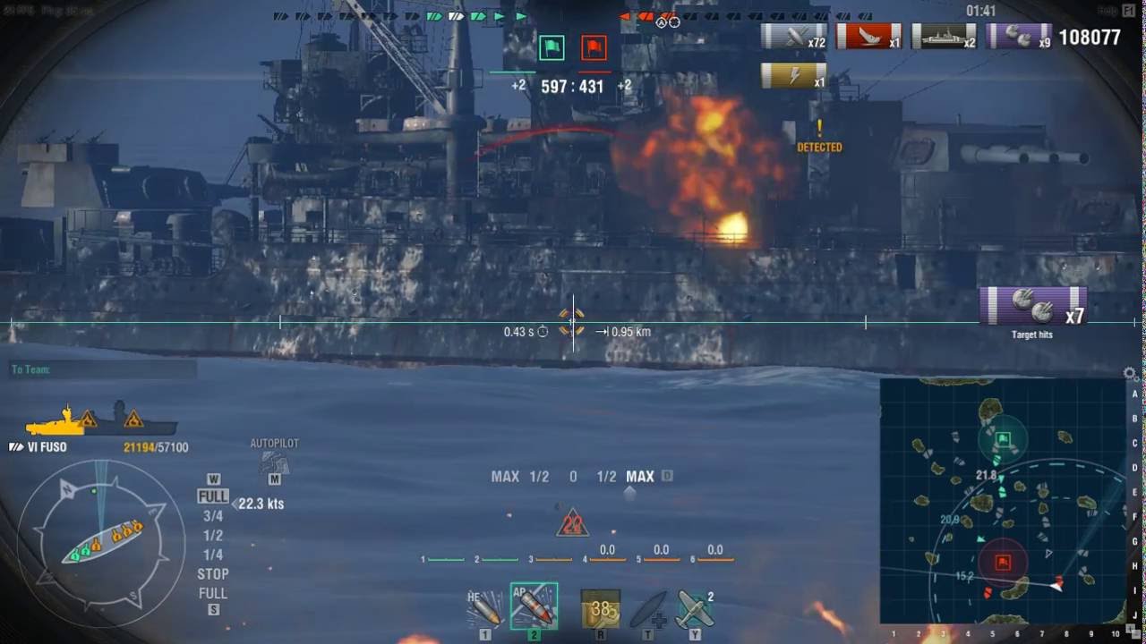 World of Warship - IJN Fuso Game Play - YouTube