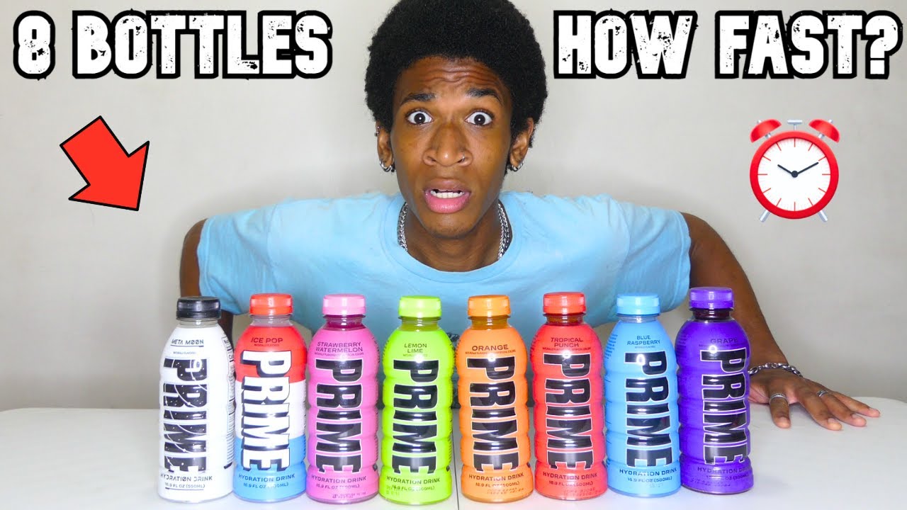 Drinking EVERY Flavor of PRIME Hydration - 8 Bottles (135oz) - YouTube