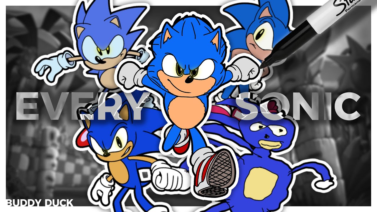 How to Draw EVERY Version of Sonic The Hedgehog - YouTube